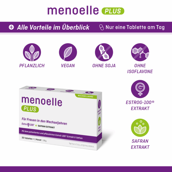 menoelle® PLUS tablets with EstroG-100® and Saffron extract